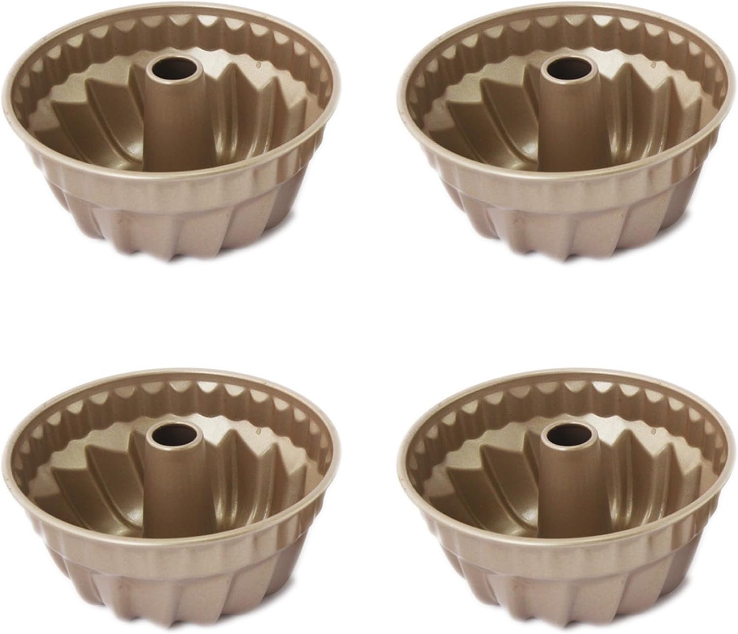 Amazon.com: QJFCare 4 Inch Nonstick Mini Fluted Tube Cake Pan, 4 Pack ...