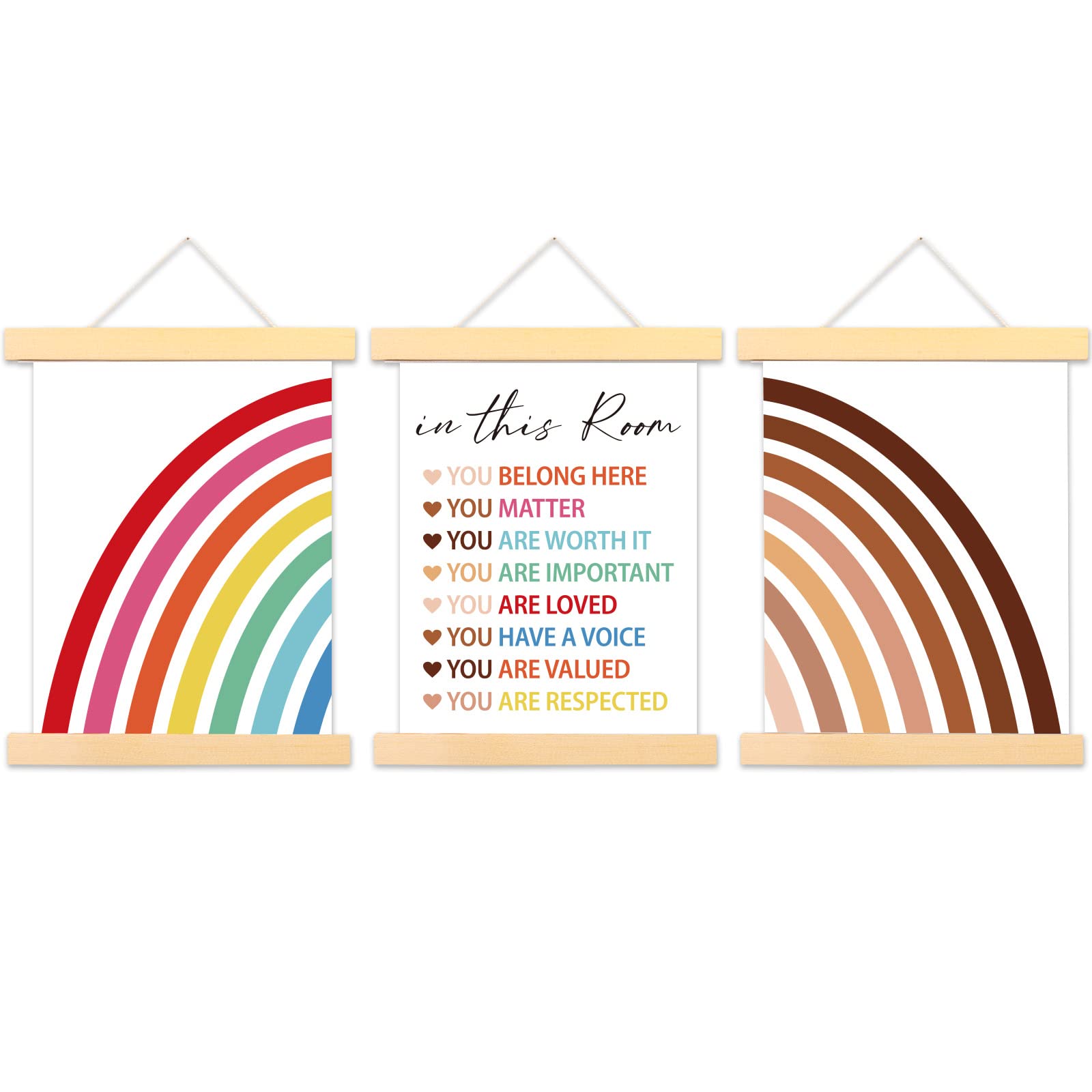 Amazon.com: Whaline In this Room Sign Rainbow Poster Set Diversity Wall ...