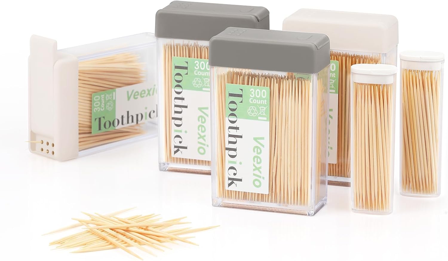Amazon.com: Veexio Sturdy Toothpick Holder with 1300 Natural Bamboo ...