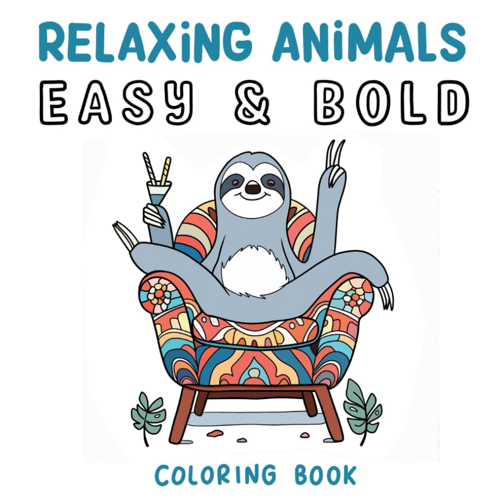 Amazon.com: Relaxing Animals Coloring Book: Bold and Easy Designs of ...