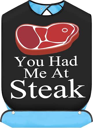 Amazon.com : BWWKTOP Funny Steak Lover Bibs With Crumb Catcher BBQ Bibs ...