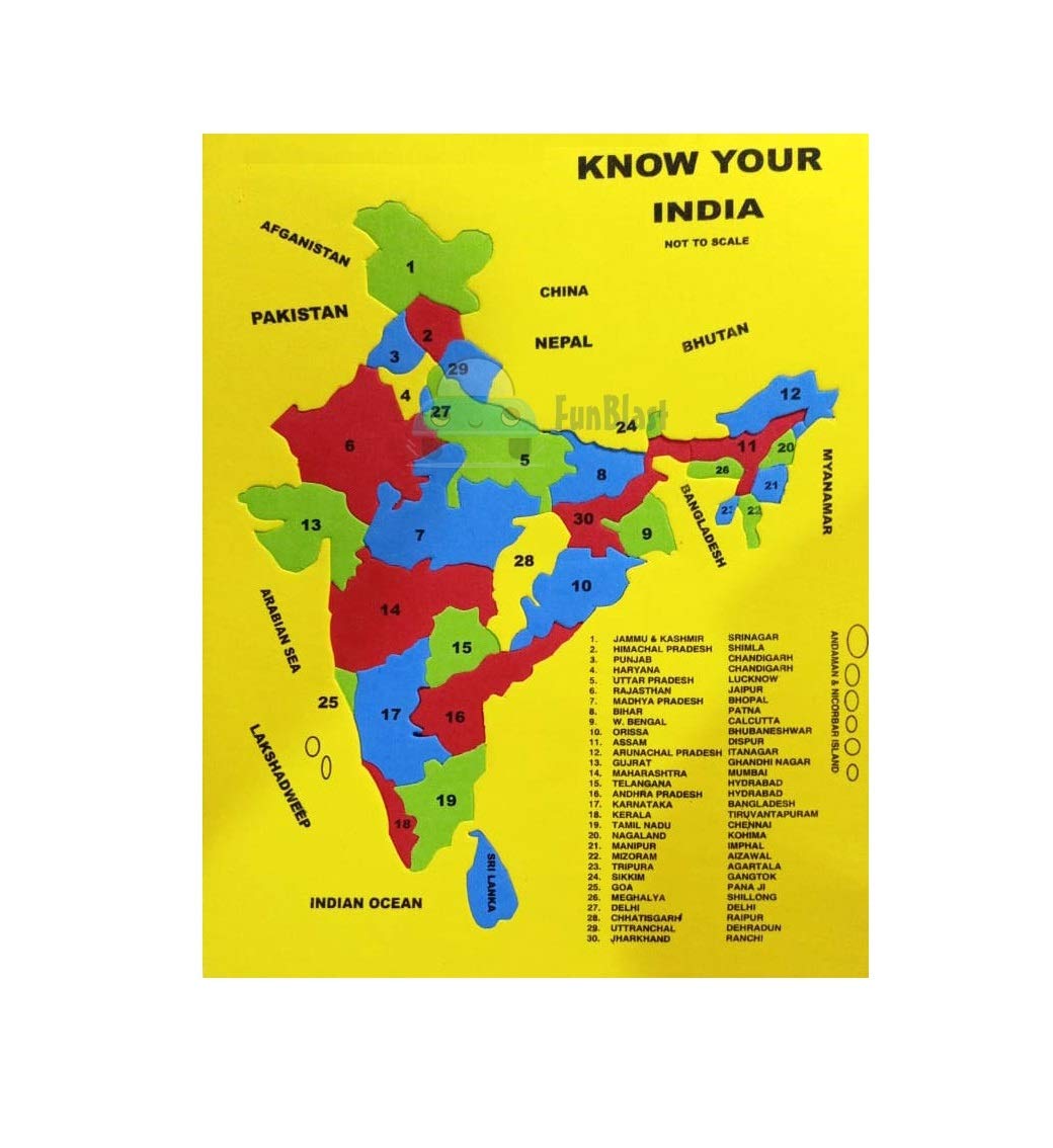 Funblast Eva Puzzle Foam India Map With State And Capitals | Desertcart ...