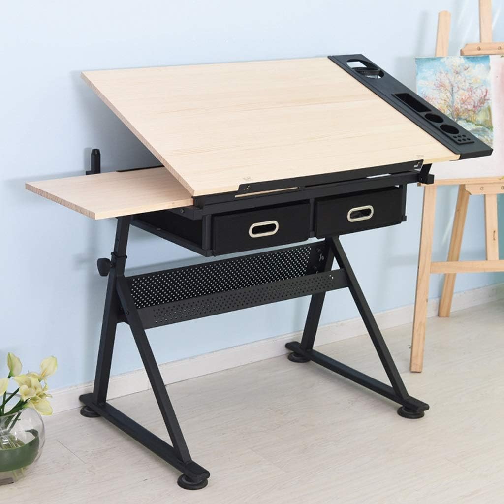 Amazon.com: Tiltable Drawing Table, Adjustable Art Desk, with Storage ...