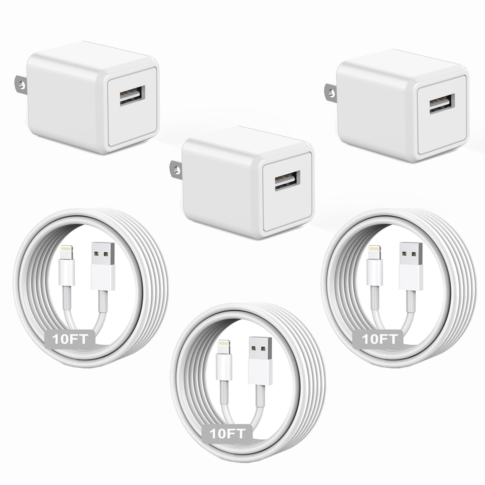 Amazon.com: iPhone Charger,[Apple MFi Certified]3 Pack 10ft iPhone ...