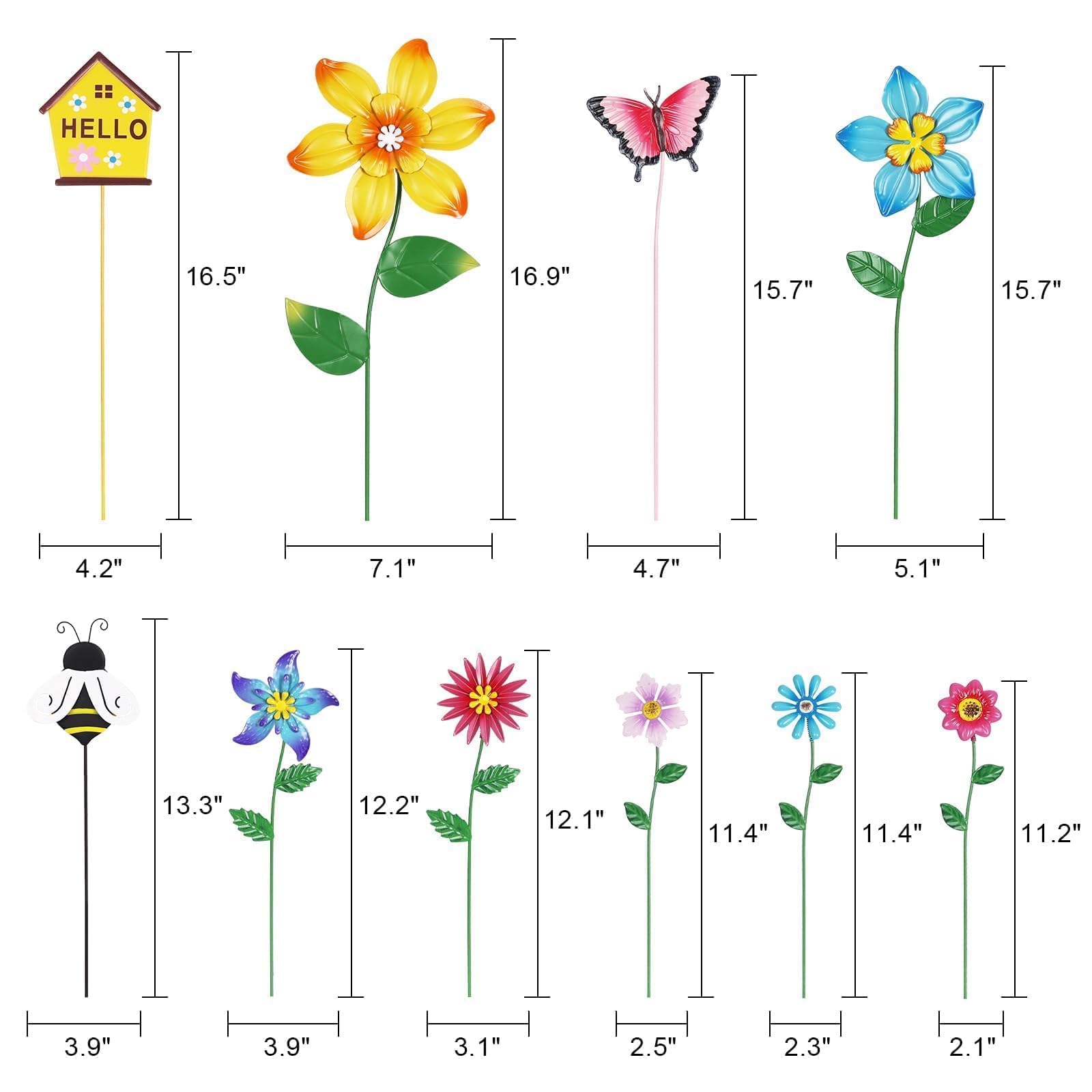 Snapklik.com : Hogardeck Garden Decor For Outside, Set Of 10 Metal ...