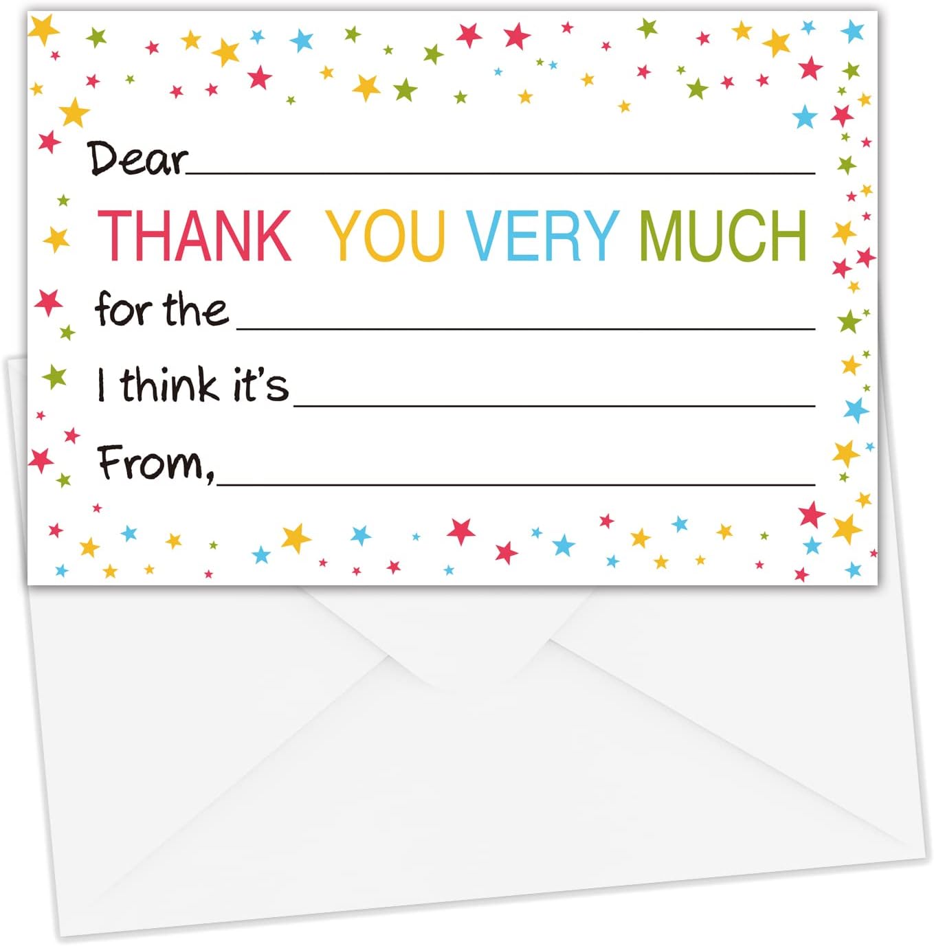 Amazon.com : 12 Kids Thank You Cards Fill in the Blank - Kids Fill in ...