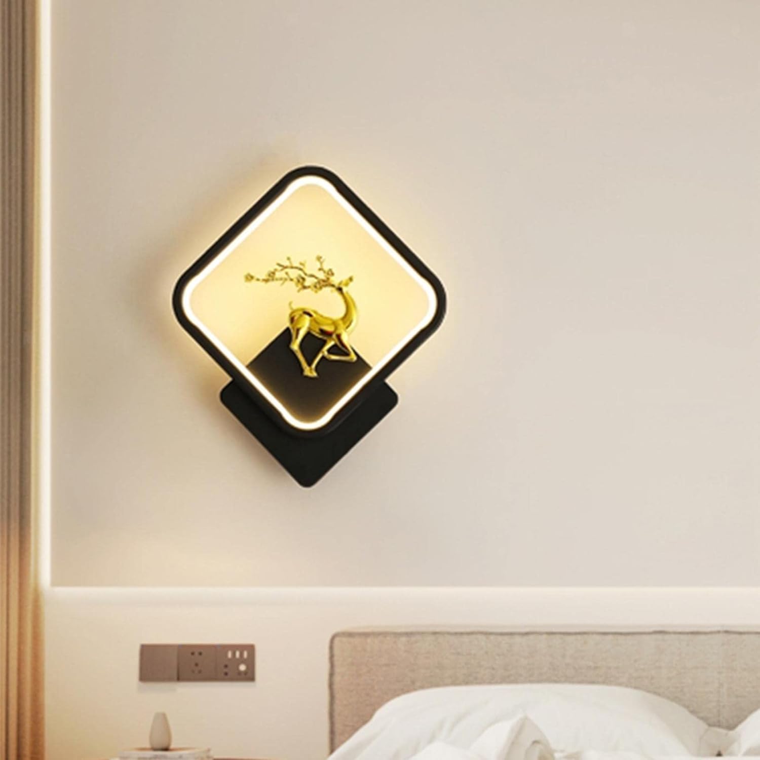 CITRA Led Gold Black Deer Square Wall Lamp Light- Warm White : Amazon ...