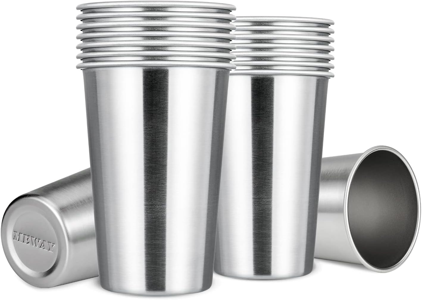 Amazon.com | Lallisa 24 Pcs Stainless Steel Cups 16 oz Pint Cup Tumbler ...