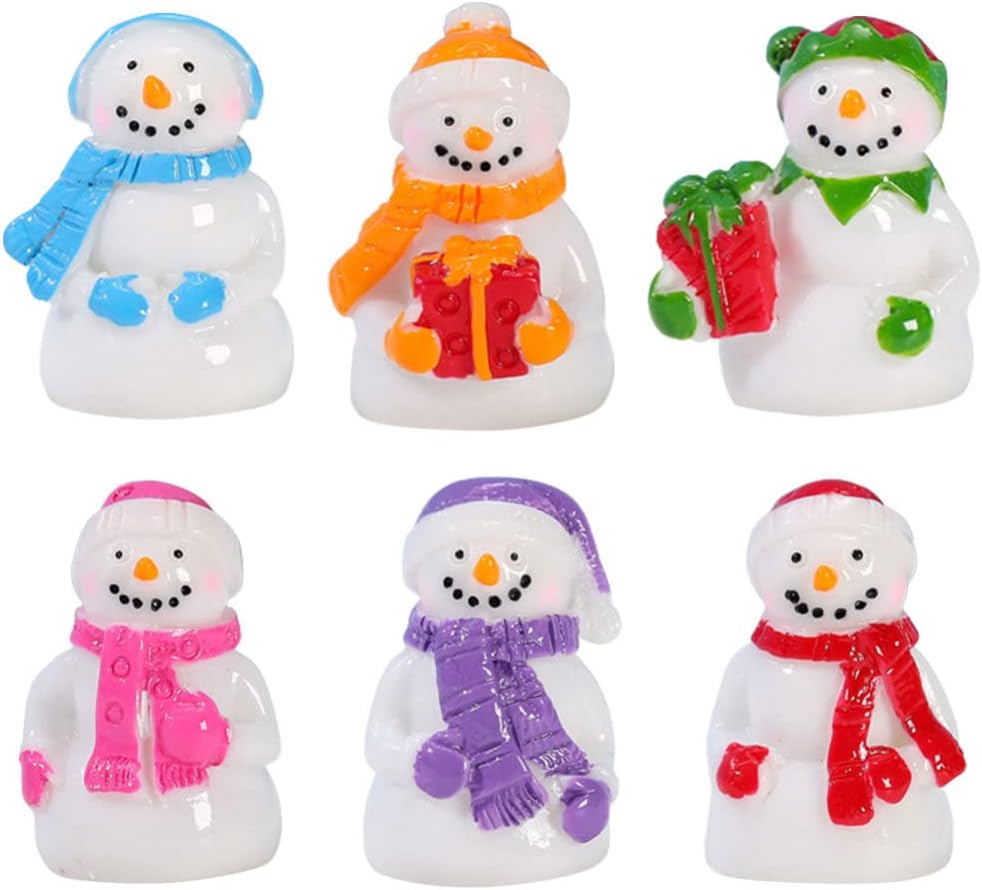 Amazon.com: Toddmomy 10Pcs Mini Snowman Figurines Christmas Snowman ...