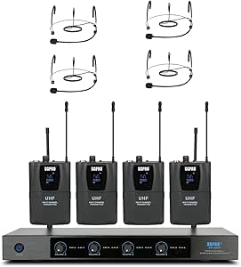 Amazon.com: SGPRO 4-Channel Wireless Microphone System - 250Ft Range, Metal Mics & Receiver ...