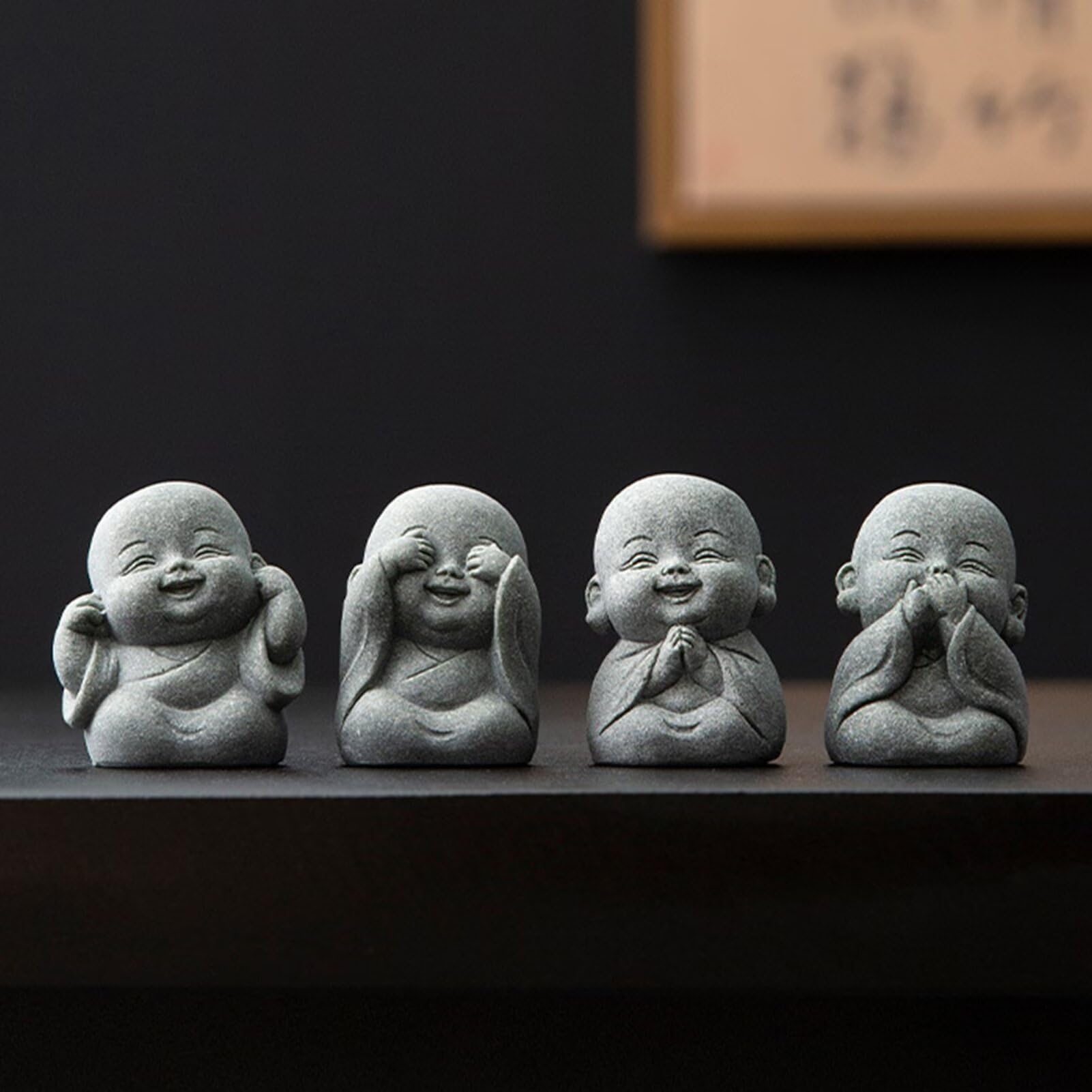 Amazon.com: 4 Monks Figurine Statue Cute Little Monks Hear No Evil See ...