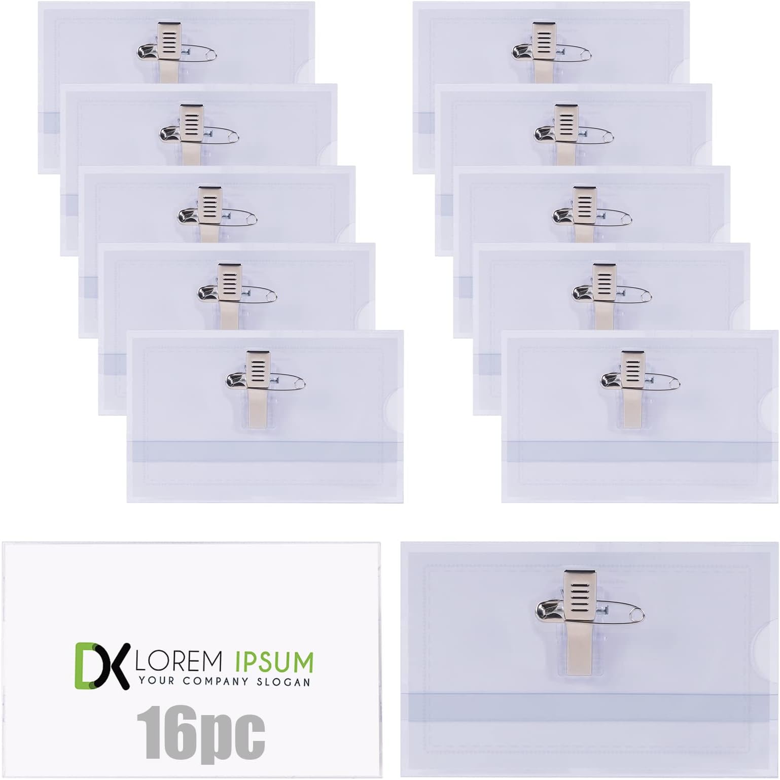 EUROPEL Name Badge Holders with Safety Pin & Blank Card Insert Sheets ...