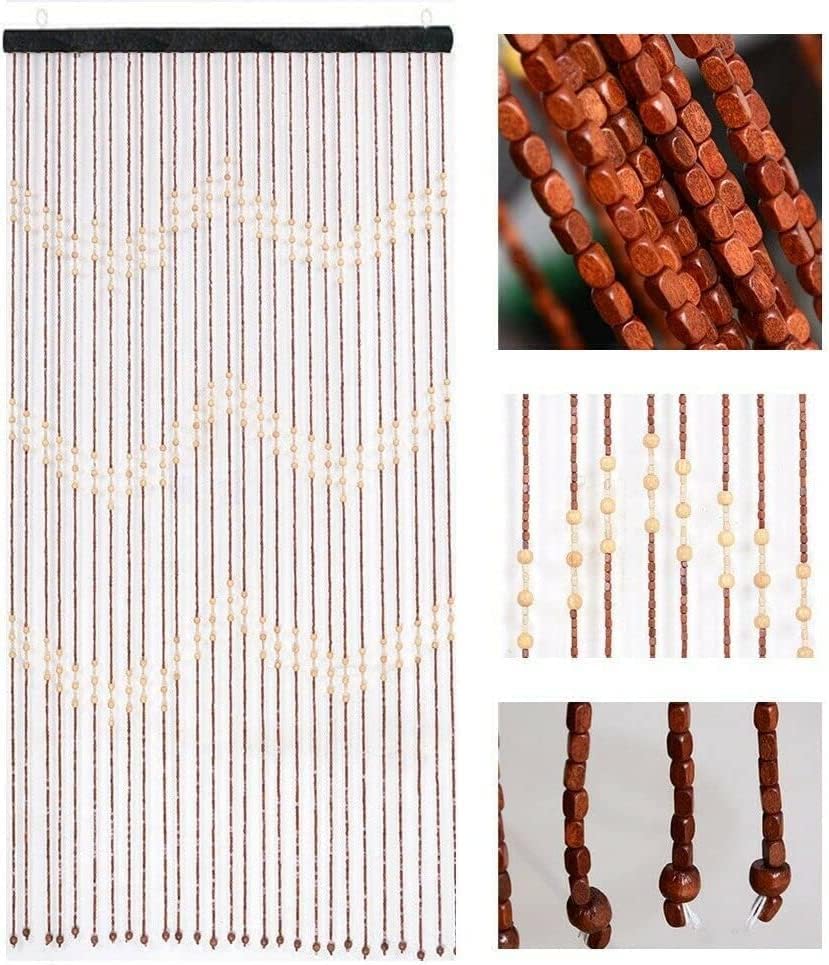 Sizi Beaded Bamboo Wooden Door Curtain Summer Blind Fly Screen 90cm x ...