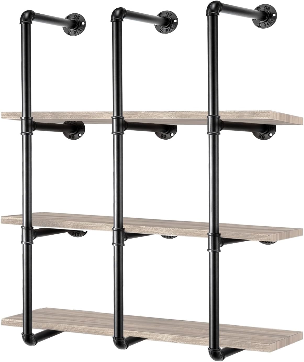 Amazon.com: Toemics Industrial Wall Mount Iron Pipe Shelf, 4 Tier X3 ...