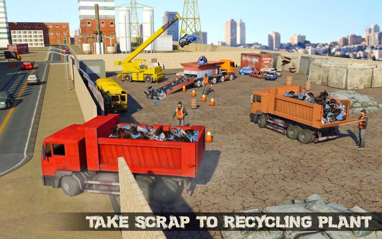 Old Car Junkyard Crusher Crane Operator: City Garbage Truck Simulator ...