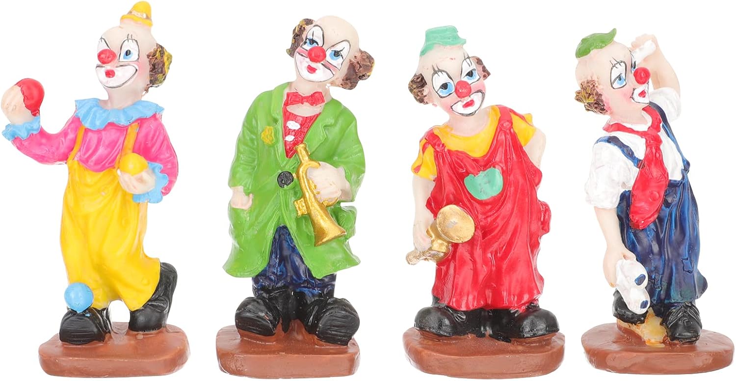 Amazon.com: Didiseaon 4pcs Clown Figure Circus Figurine Resin Table ...