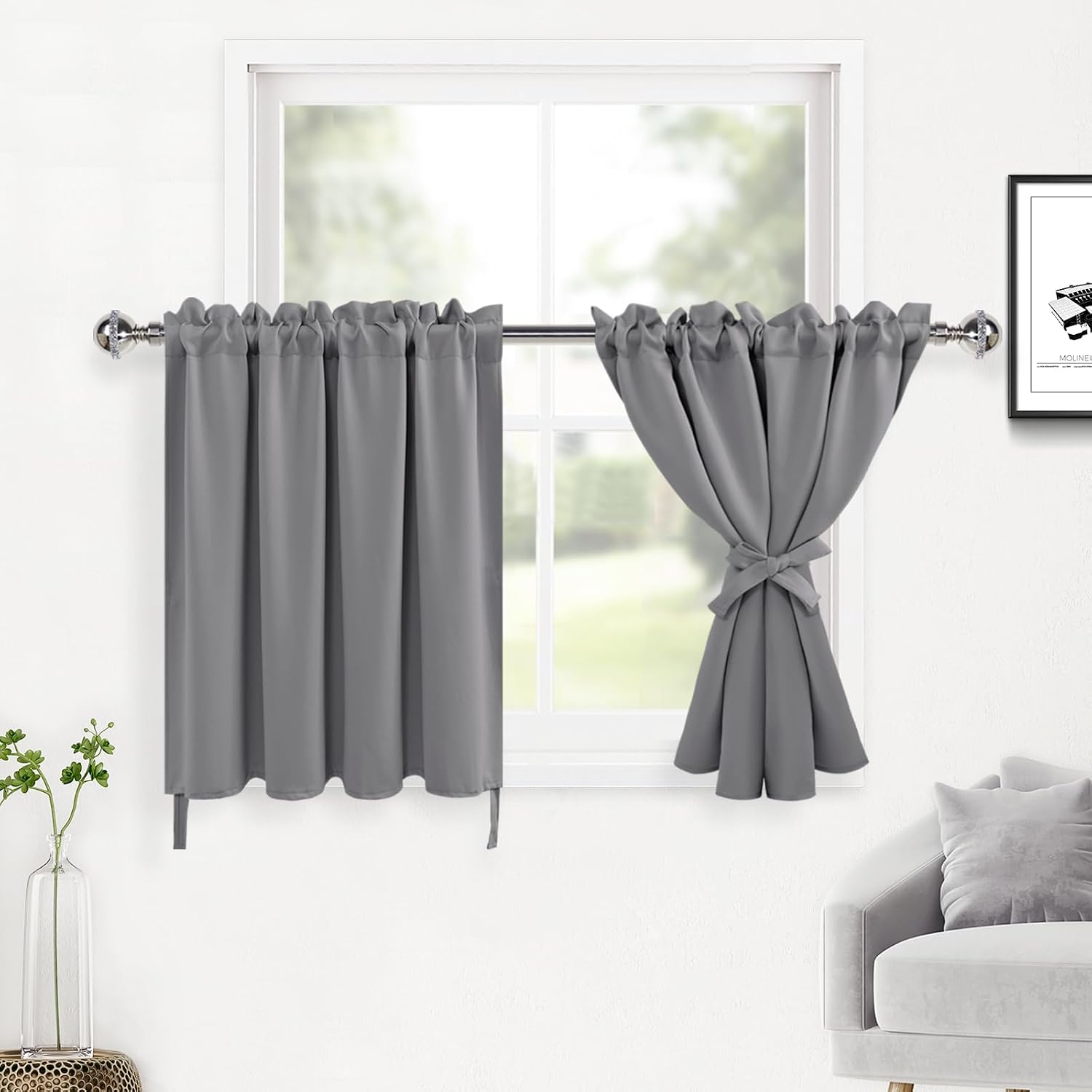 Amazon.com: DWCN Grey Curtains for Small Window, Short Curtains for ...
