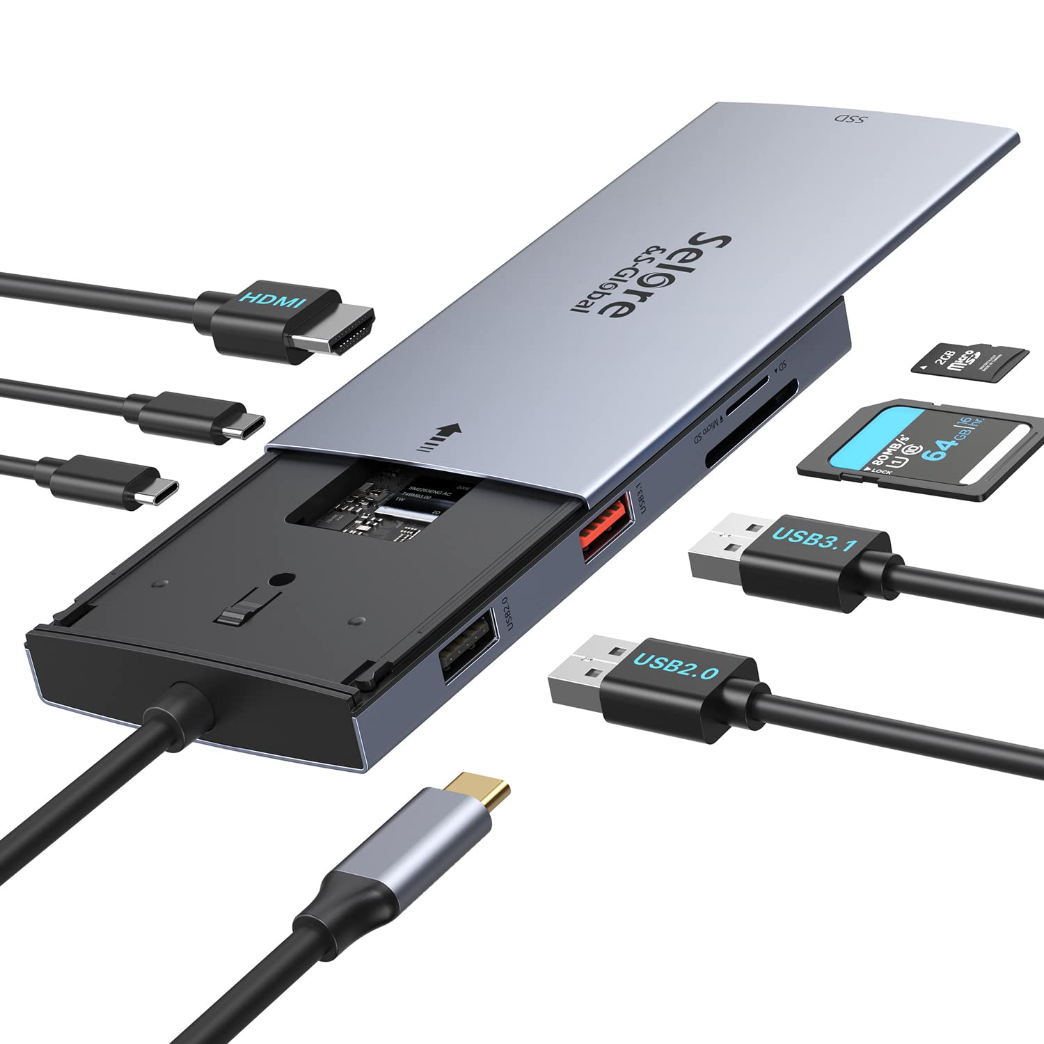 Buy USB C Hub With M 2 NVMe SSD Enclosure 7 in 1 Docking Station