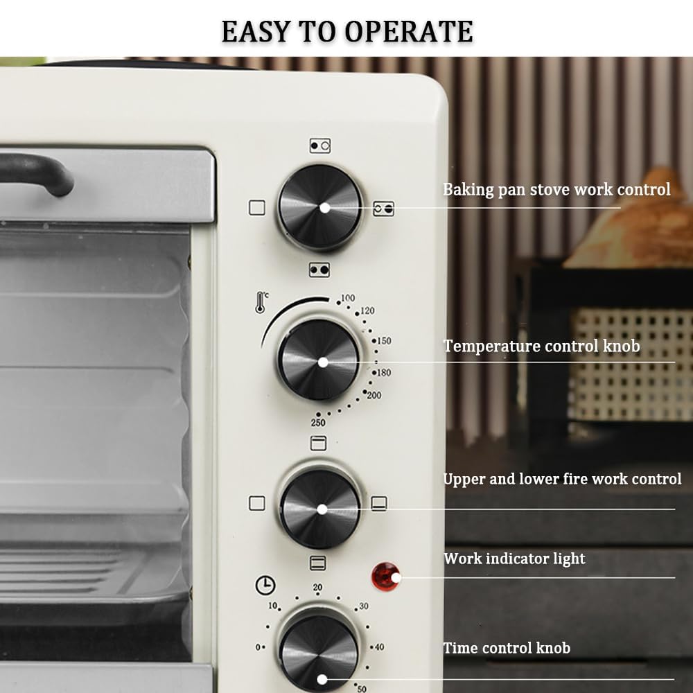 56L Mini Oven, 2000W Electric Countertop Cooker with Double Hotplate ...