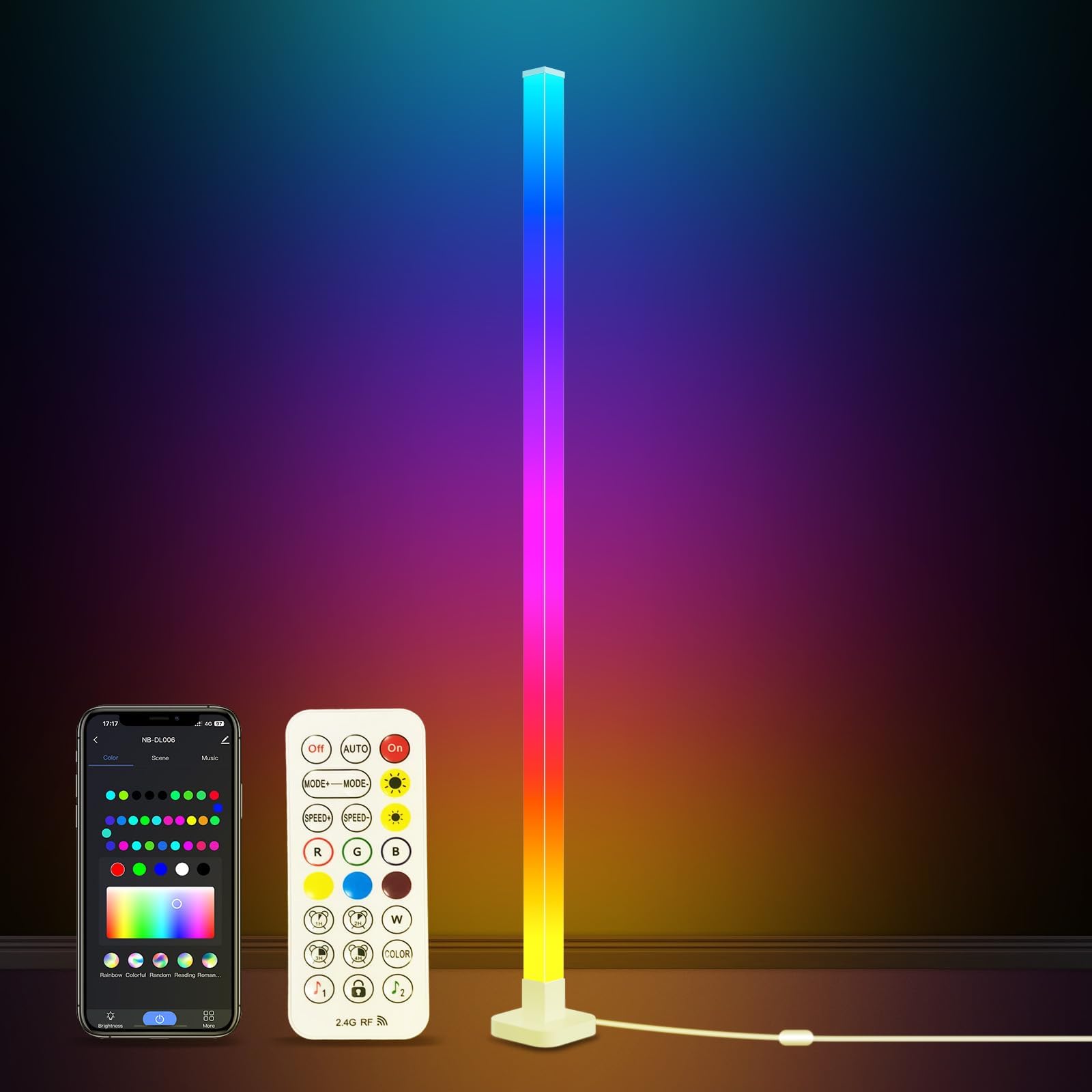bedee LED Corner Floor Lamp: 65" RGB Color Changing Floor Lamp with ...