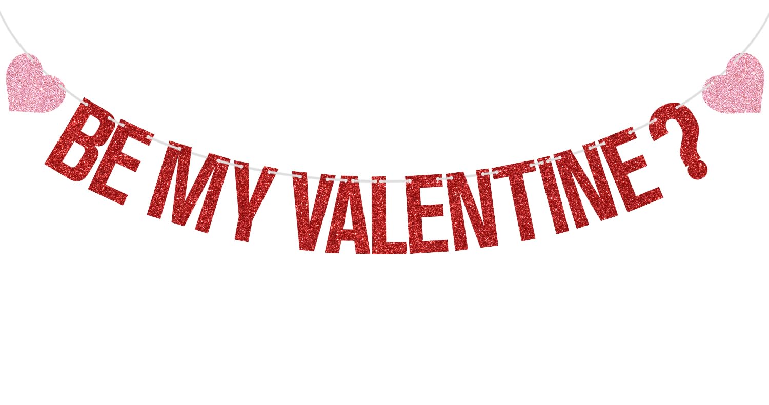 Red Glitter Be My Valentine? Banner, Happy Valentine's Day/Be Mine ...