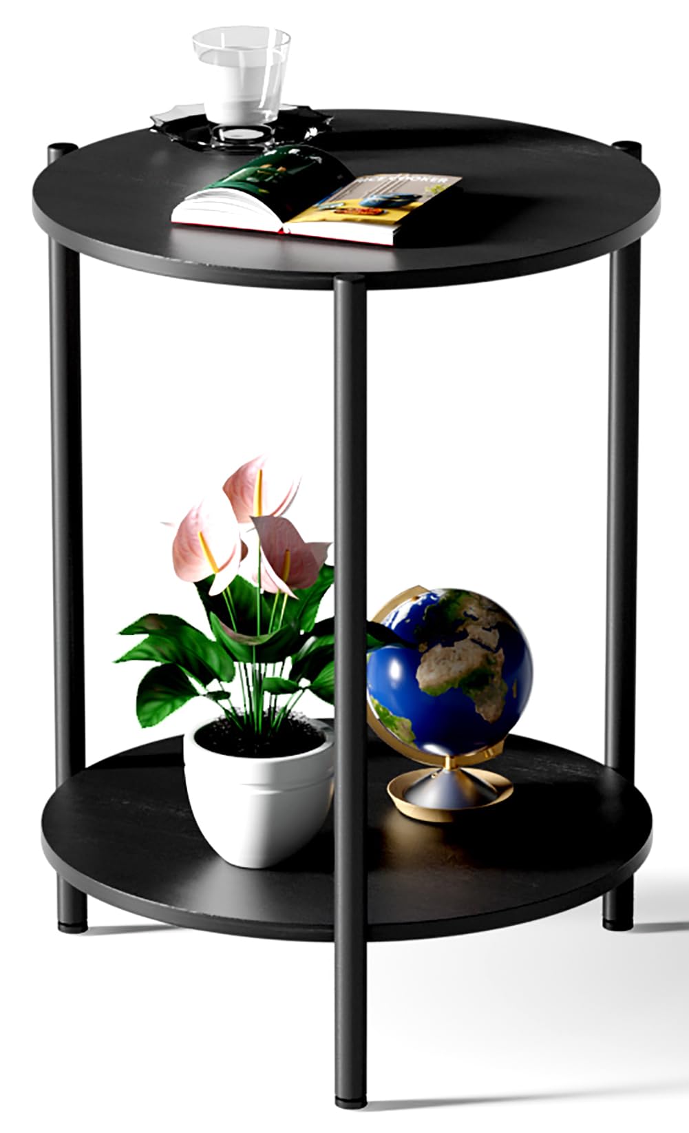 Amazon.com: Kasrikly Round Side Table, 2-Tier Circle End Tables with ...