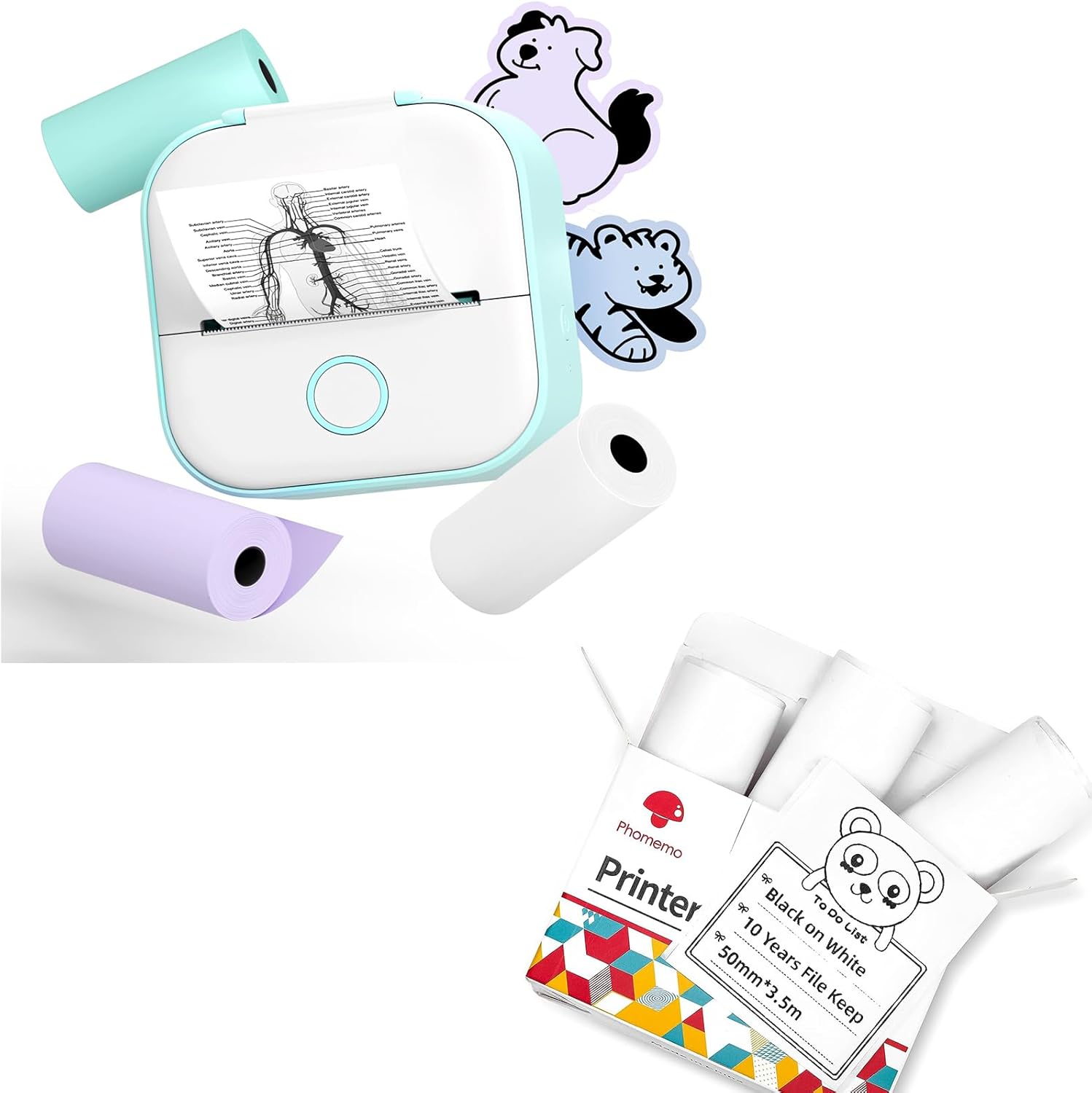 Amazon.com: Phomemo T02 Printer Set with 3 Rolls Paper Inkeless Printer ...