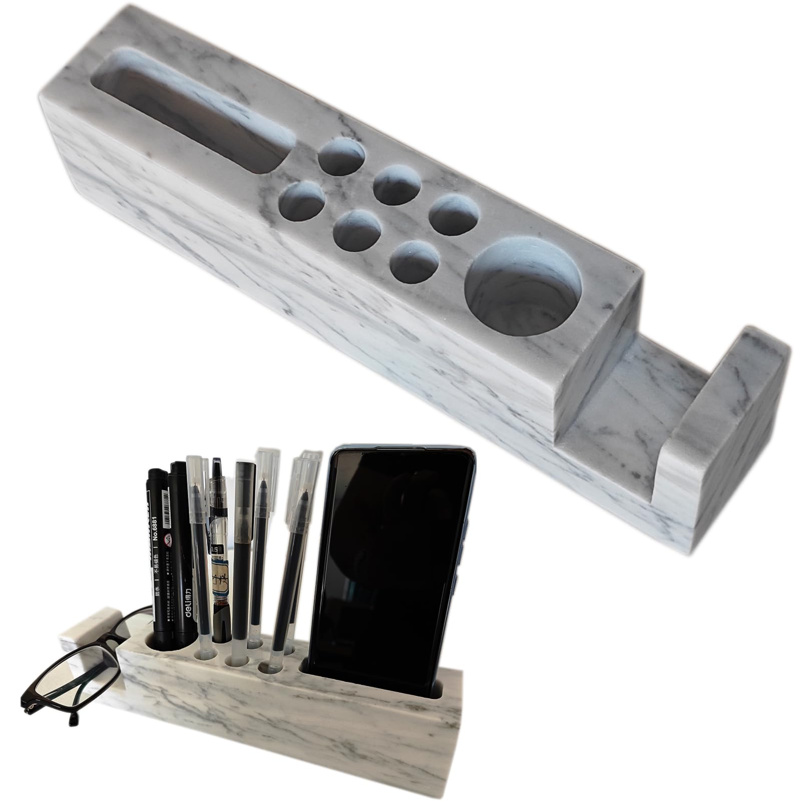 Amazon.com: SIRIZEN-DIVING Natural Marble Pen Holder for Desk Docking ...