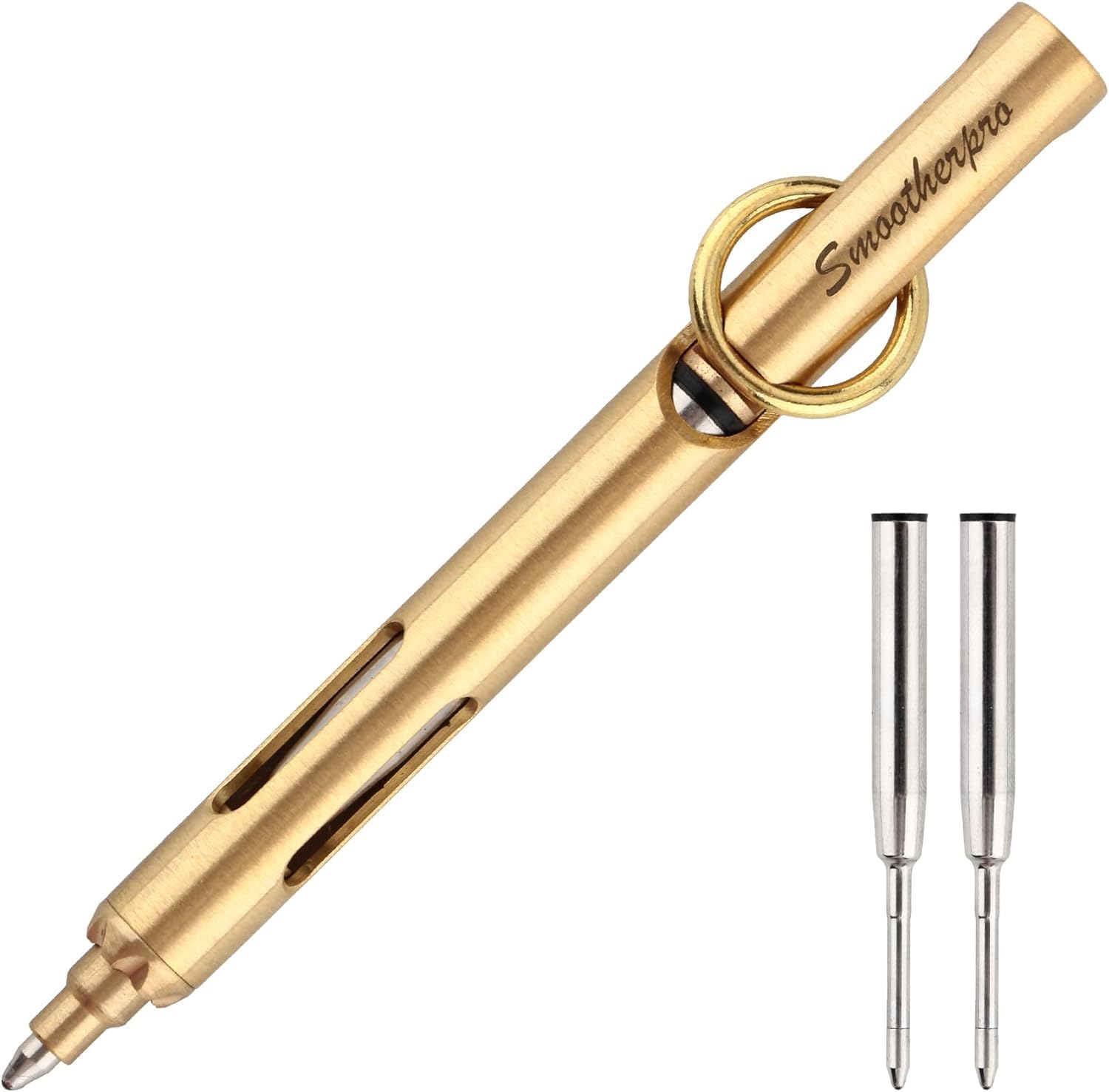 SMOOTHERPRO Solid Brass Ballpoint Pen Mini Lightweight Pen for Pocket ...