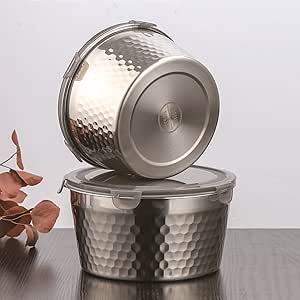 Amazon.com: 2 Pieces of Round 304 Stainless Steel Food Storage ...