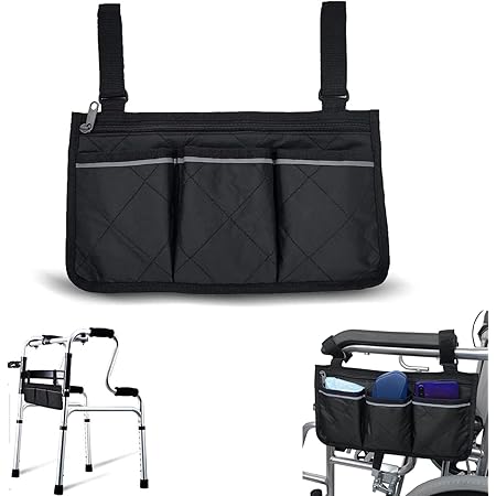 Amazon.com: Wheelchair Side Pouch Bag(Double-Side) with Cup and Phone ...