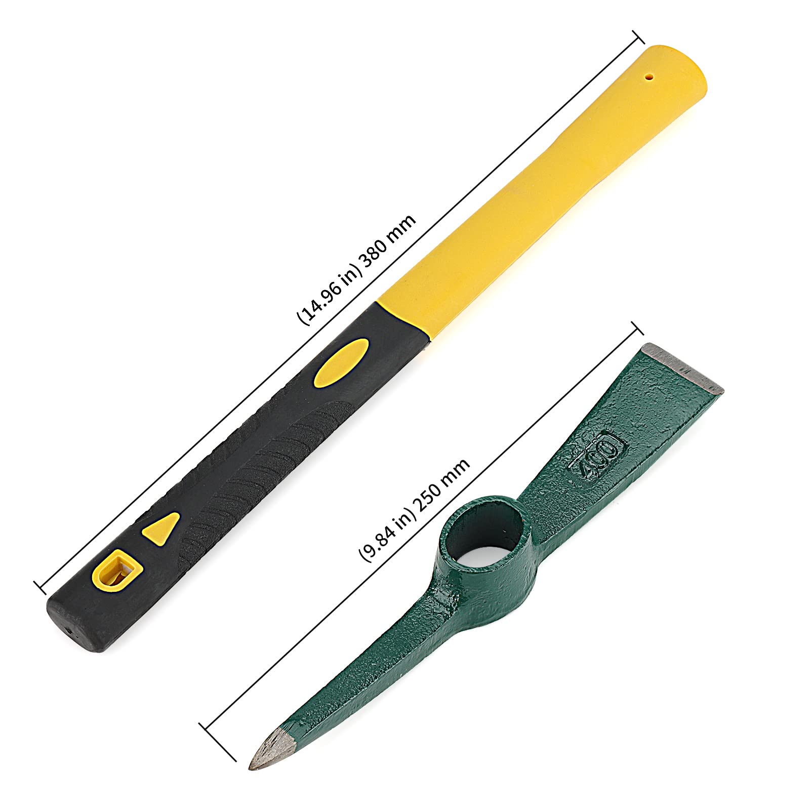 KEILEOHO 2PCS 15 Inch Pick Mattock, 1.5 Lb Pick Mattock Hoe with Handle ...