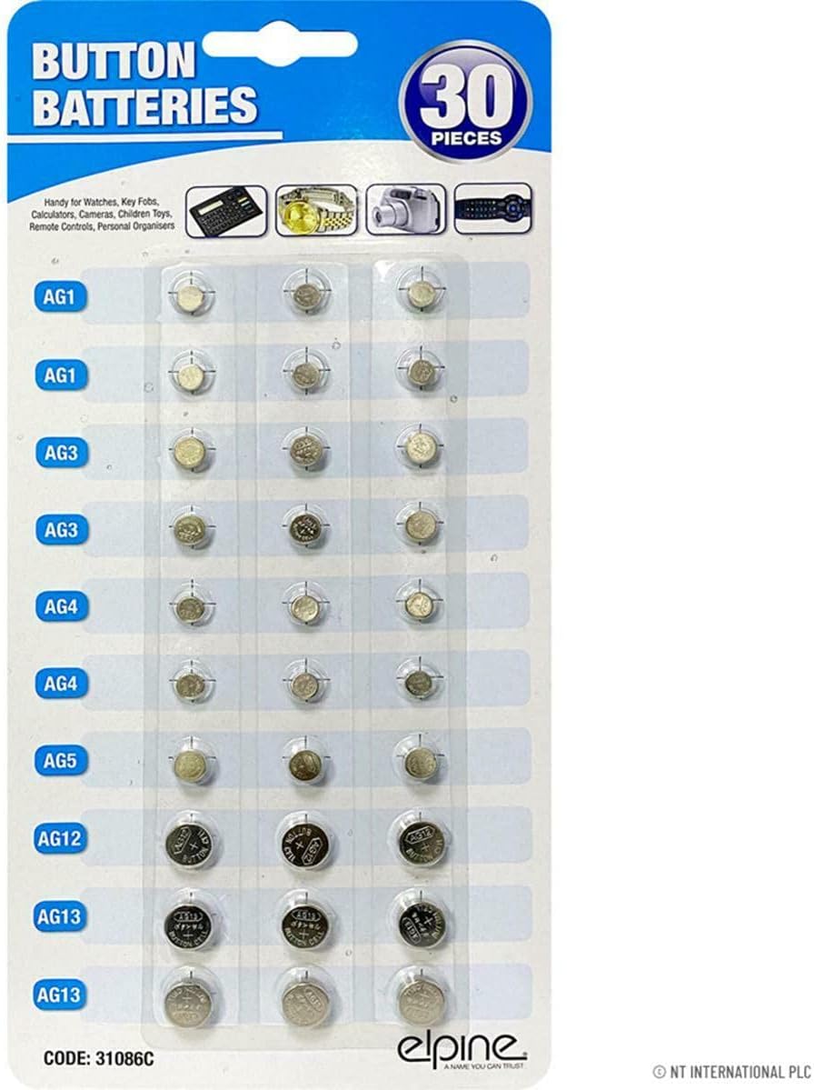 30 ASSORTED BUTTON CELL WATCH BATTERY BATTERIES: Amazon.co.uk ...