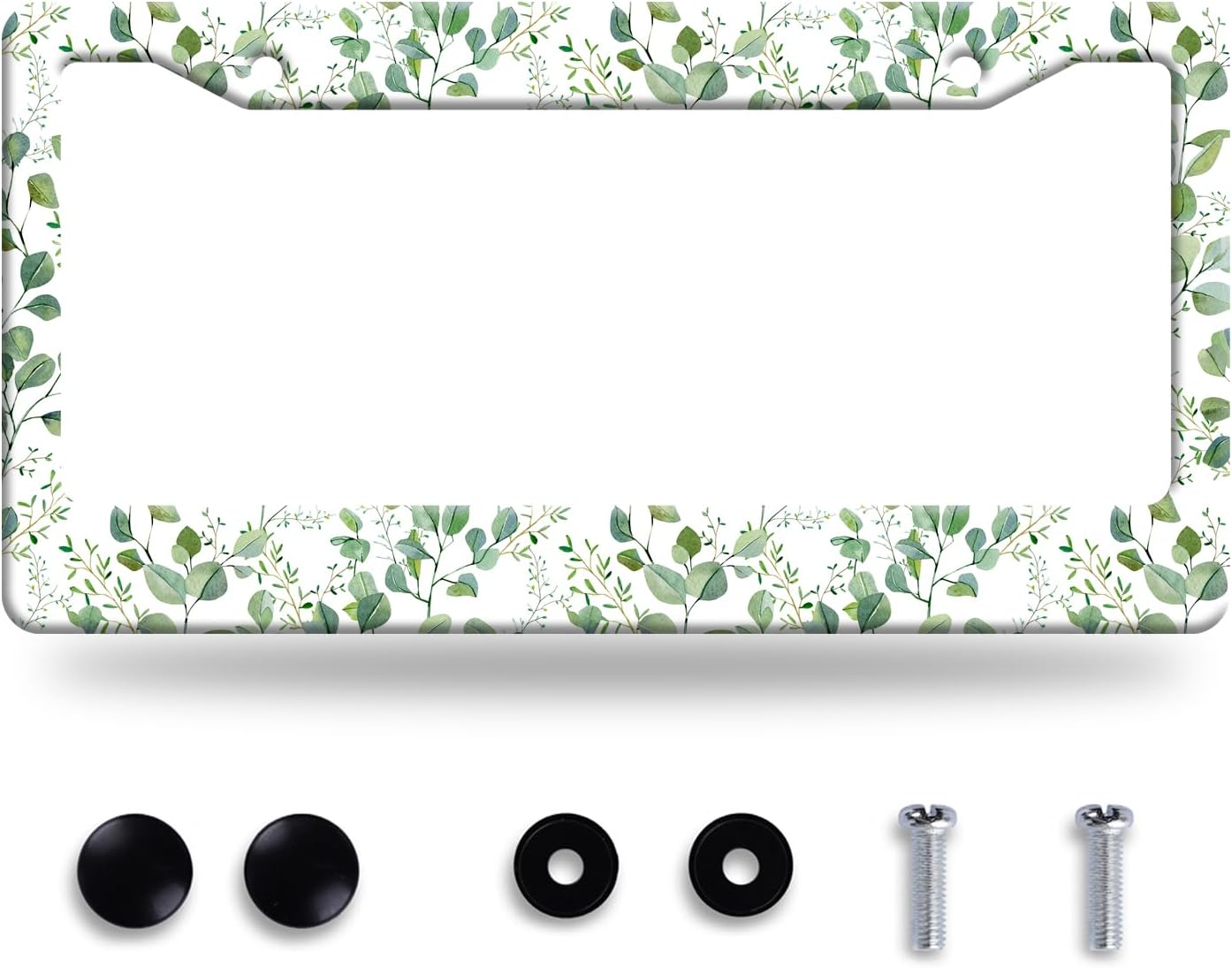 Amazon.com: Green Leaves License Plate Frame Floral Leaf License Plate ...