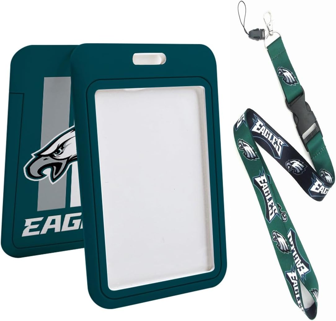 Amazon.com : Football ID Badge Holder with Lanyard, Hard Plastic Key ...