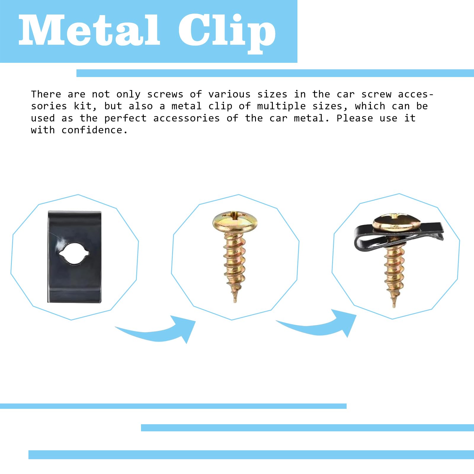 Snapklik.com : Crynod 170 PCS Automobile Screw U-Shaped Clamp ...