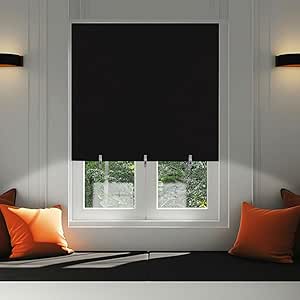 Amazon.com: Blackout Shades No Drill Cordless Window Blinds Cut to Size Roll up Adjustable Easy ...