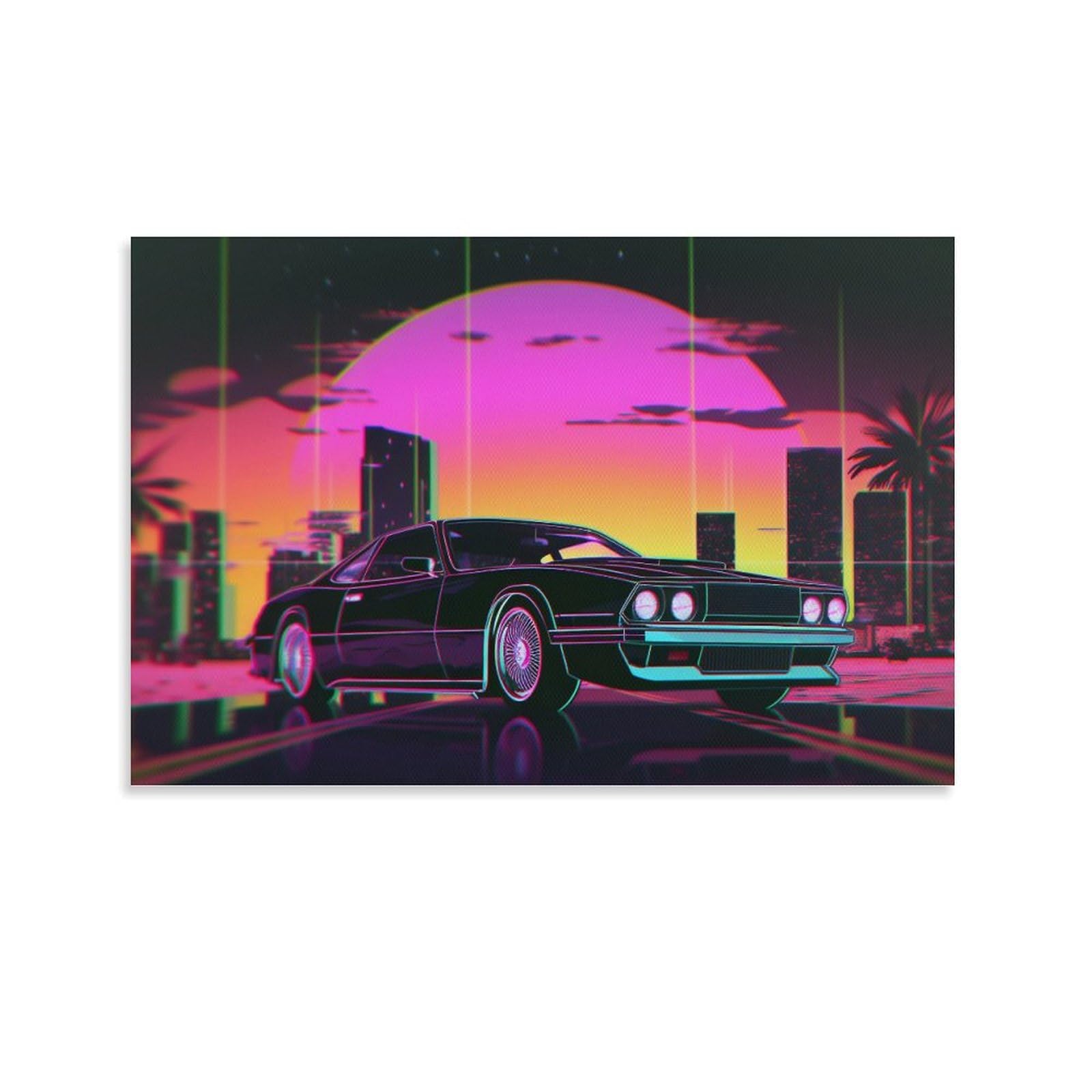 Amazon.com: Vaporwave 80s Retrowave Neon Cityscape Car Synthwave ...