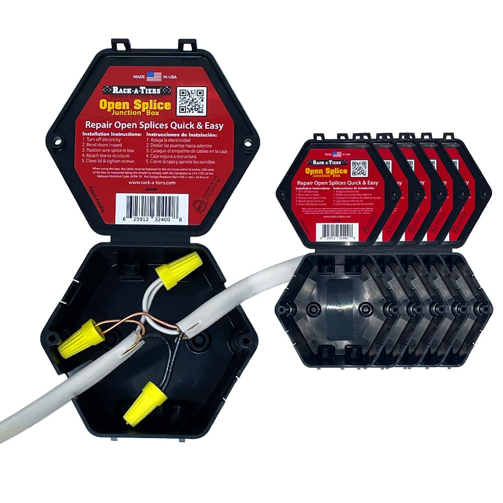 Rack-A-Tiers Open Splice Junction Box (5 Pack) (UL Listed), One-Piece ...
