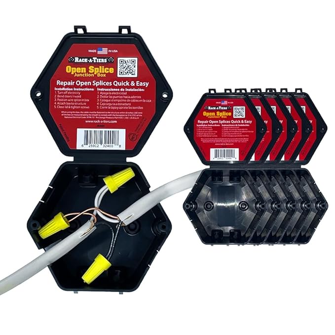 Rack-A-Tiers Open Splice Junction Box (5 Pack) (UL Listed), One-Piece ...