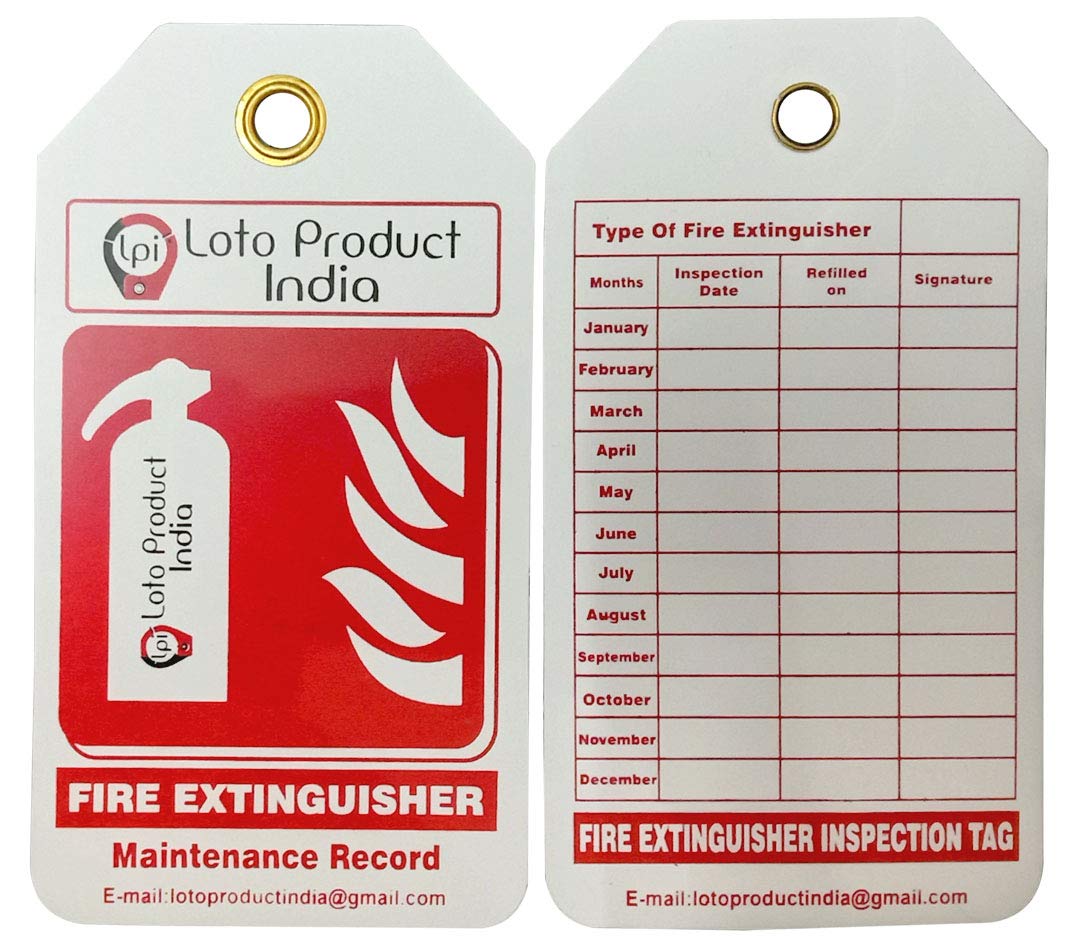 Fire Safety tag Loto Product India Set of 10 piece : Amazon.in ...