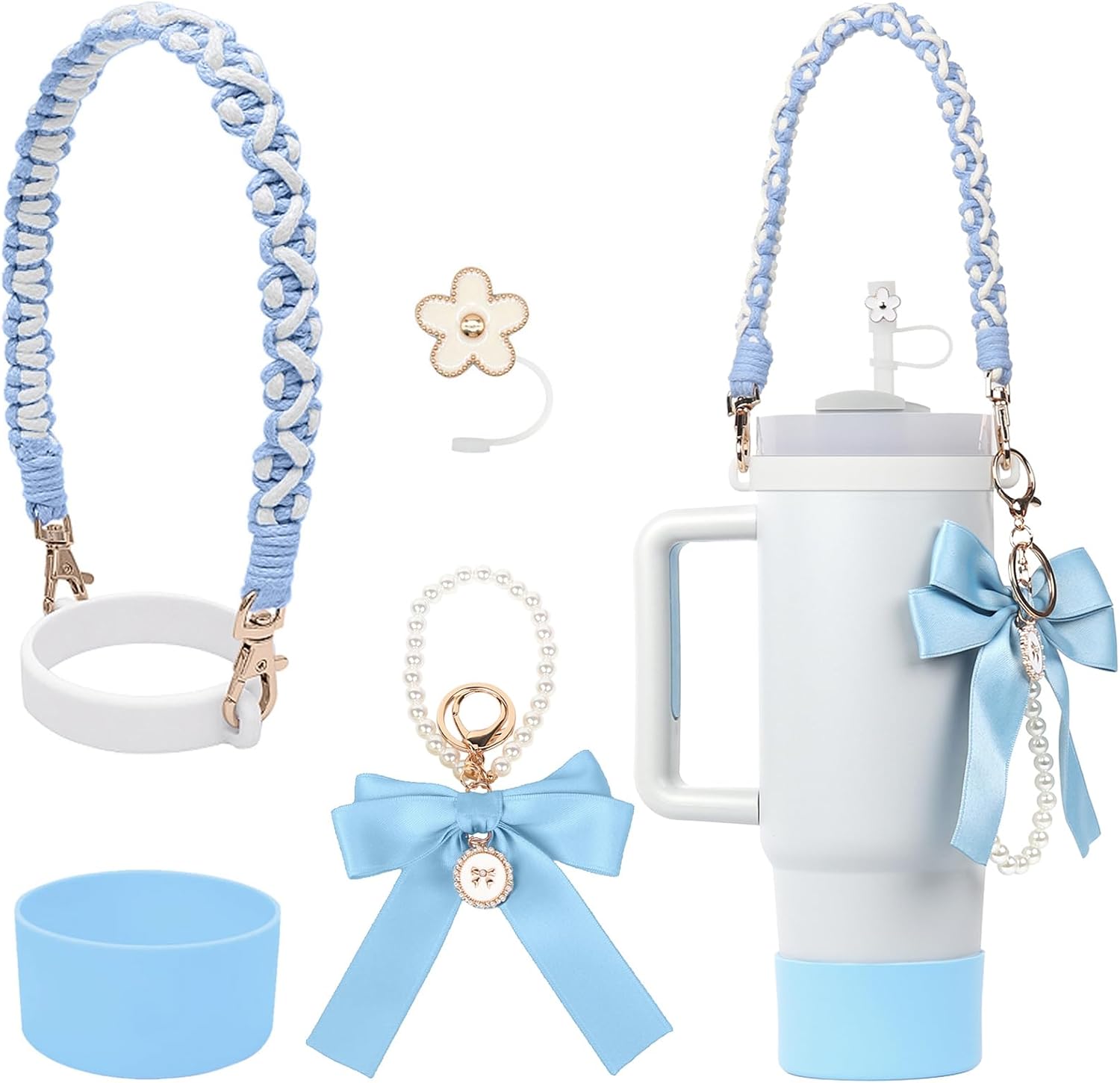 Amazon.com | BELSITA Stanley Cup Accessories Set - Pearl Chain Braided ...