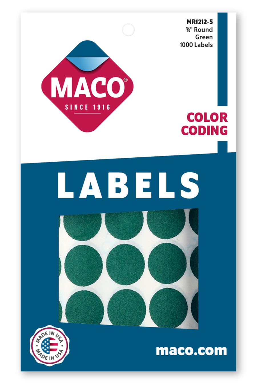 Amazon.com : MACO Green Round Color Coding Labels, 3/4 Inches in ...