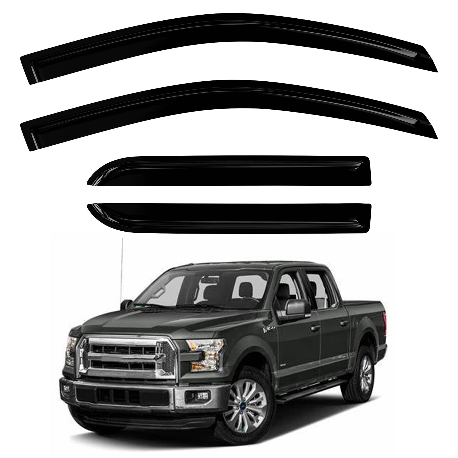 Amazon.com: DimFlux Wind Deflector for Ford 2015-2024 F150 SuperCrew ...