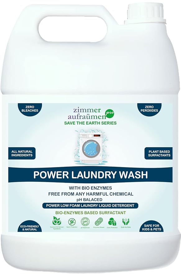 Zimmer Aufraumen Pro LOW FOAM LAUNDRY LIQUID DETERGENT(5 Liters). With Bio Enzymes. Front Load ...