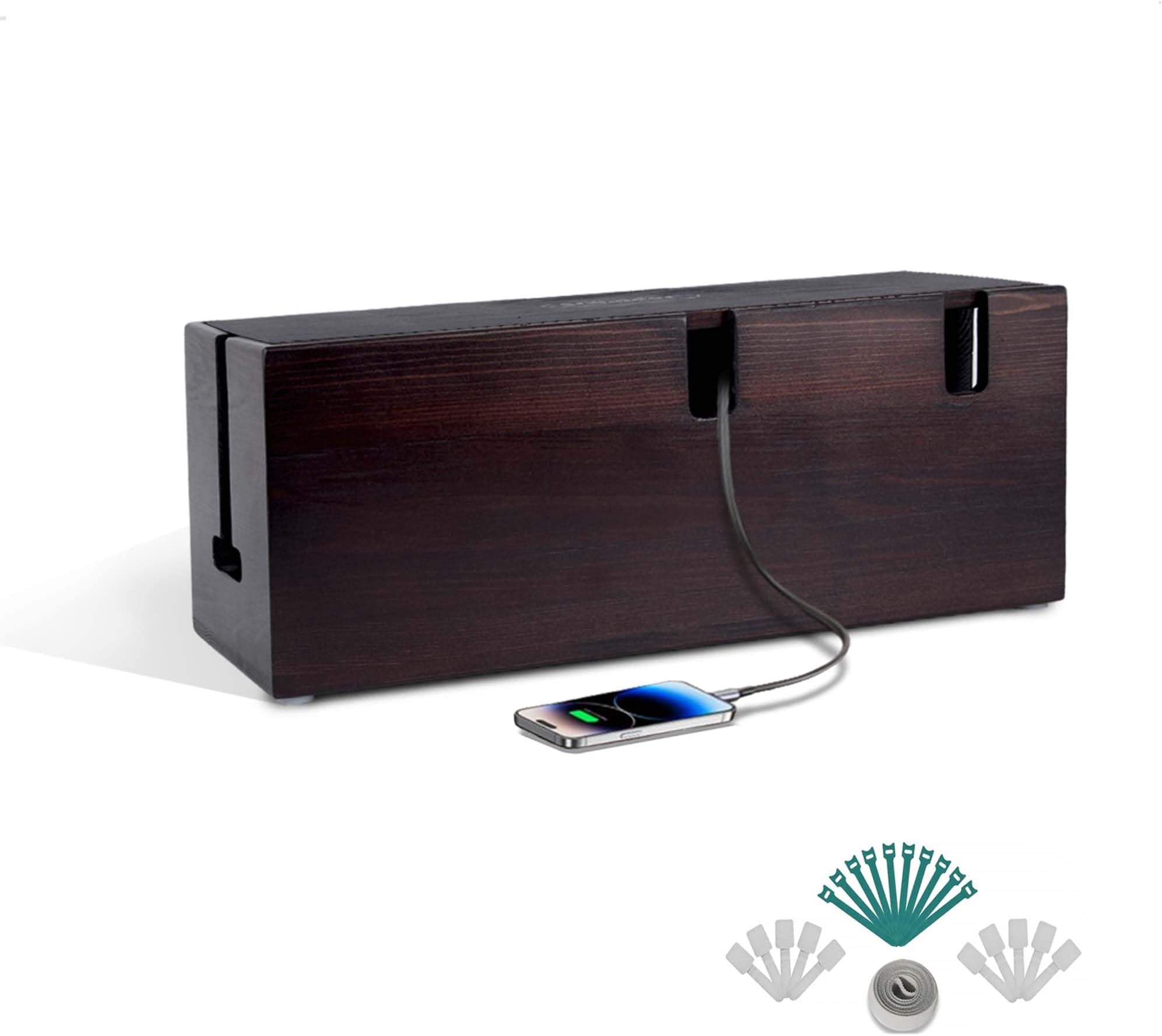 Amazon.com: Wesnoy 3 Pcs 3 Size Wooden Cable Box Organizer Set with 130 ...