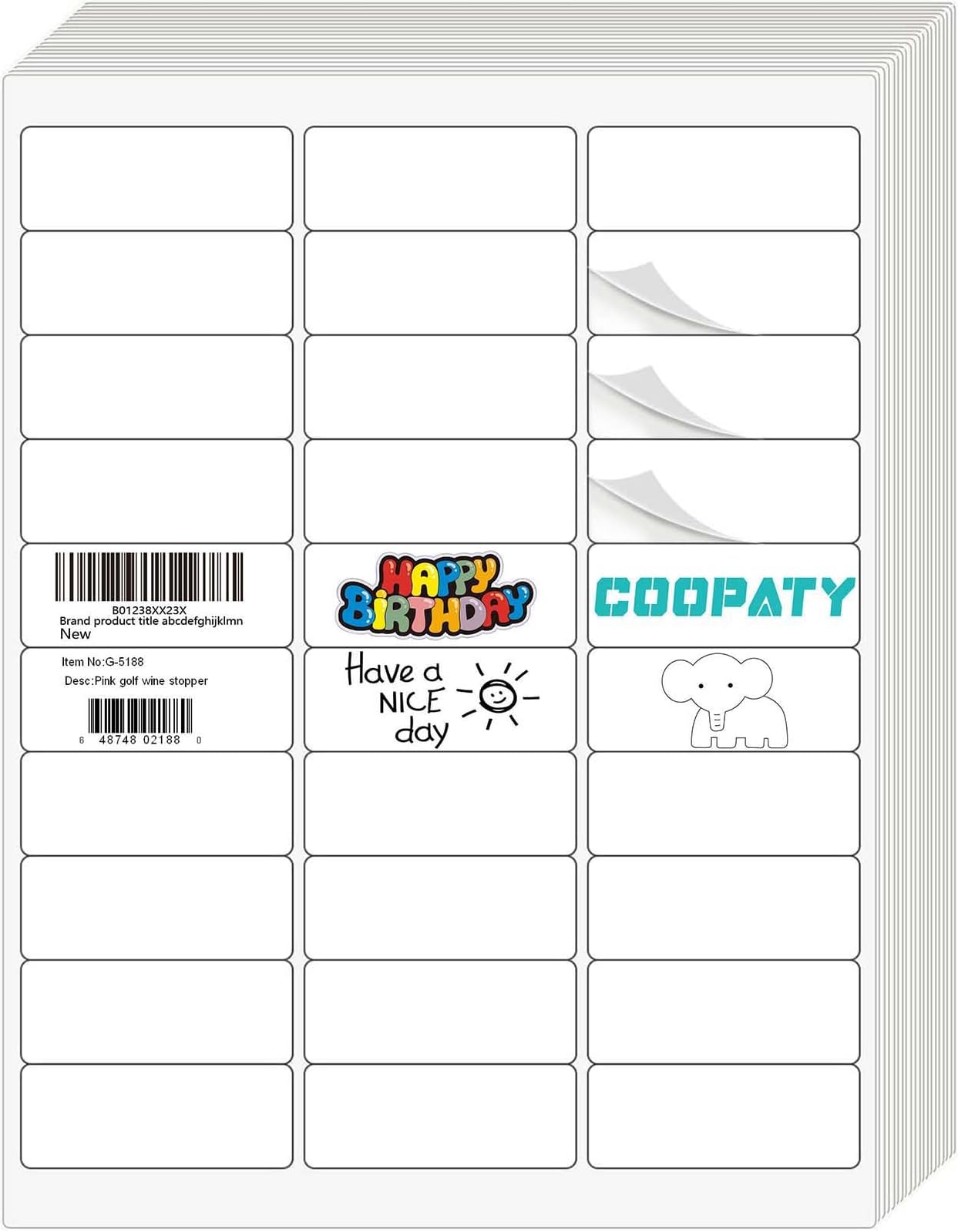 1" X 2-5/8" inch Shipping Labels, 30 Up FBA Barcode Address Mailing ...