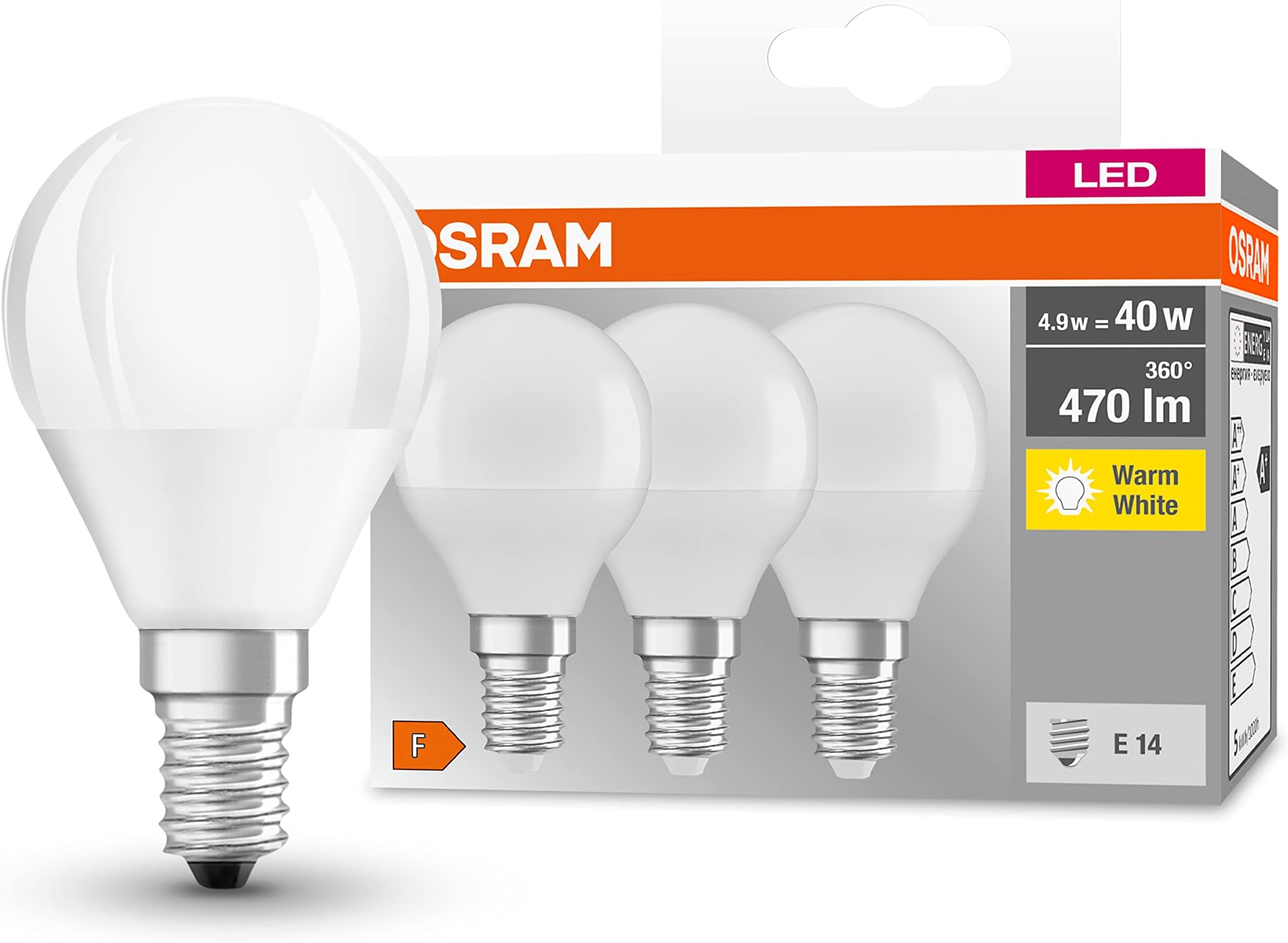 Osram Lampadina LED a Goccia, Luce Calda, E14, 40 W Equivalenti ...