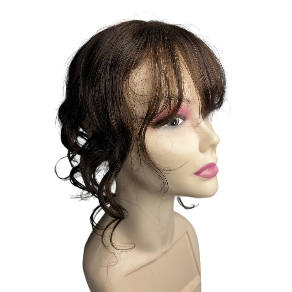 Amazon.com : 14inch Body Wave Human Hair Bangs Wavy Human Hair Toppers ...