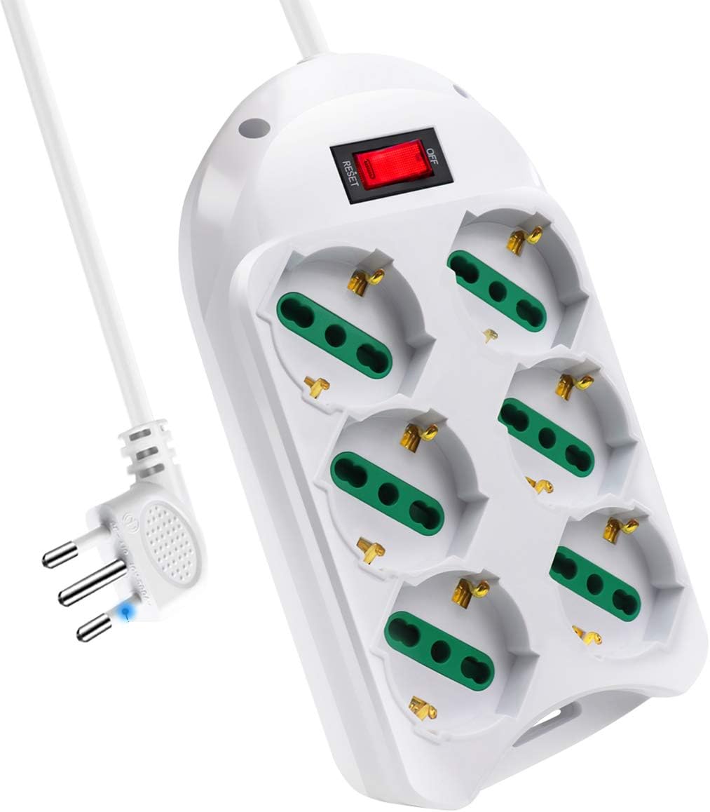 EXTRASTAR Multipresa 6 Post,Presa con interruttore automatico di ...